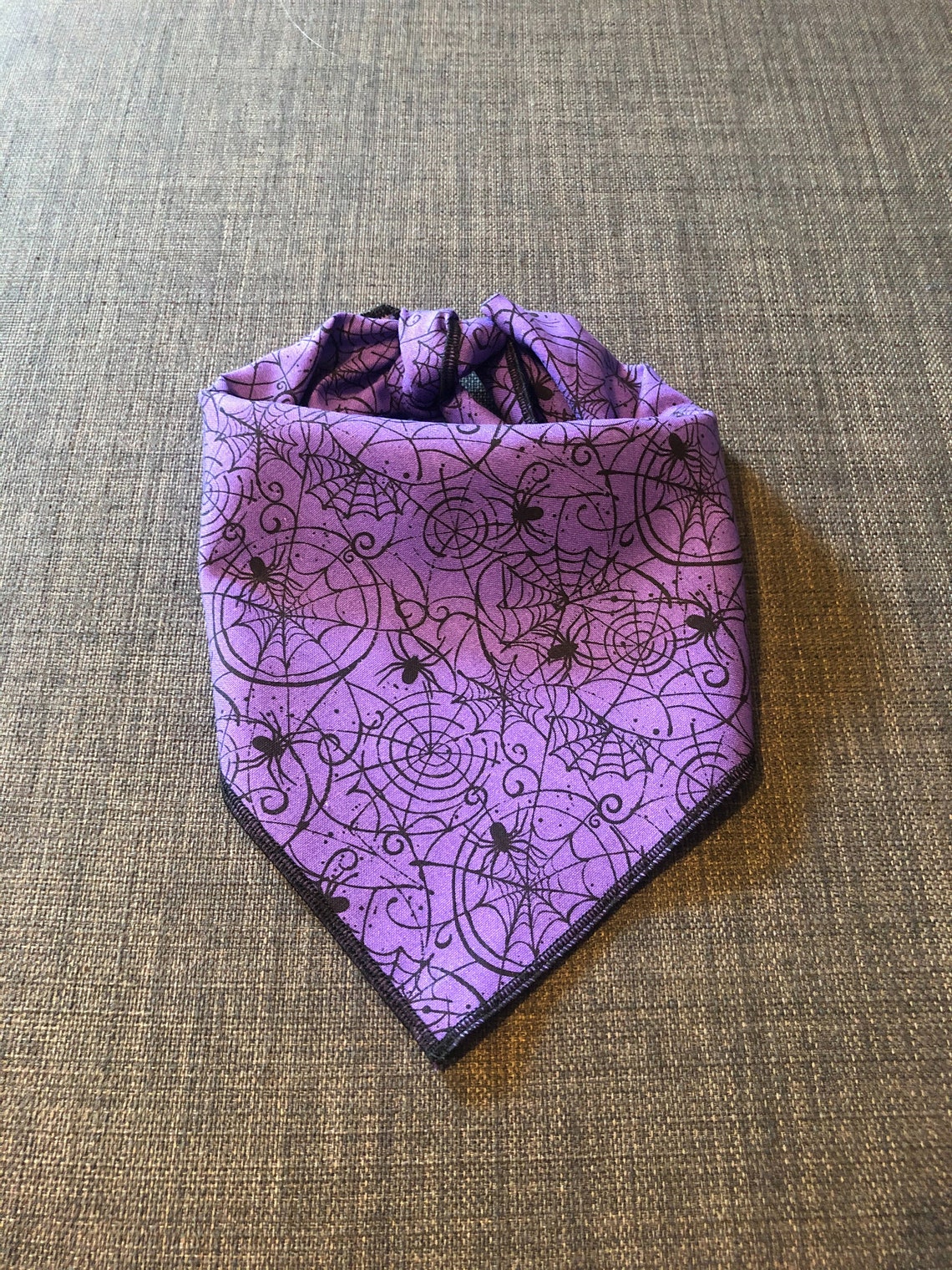 Halloween Dog Bandana, Purple Spider Web Bandana, Tie on Bandana ...