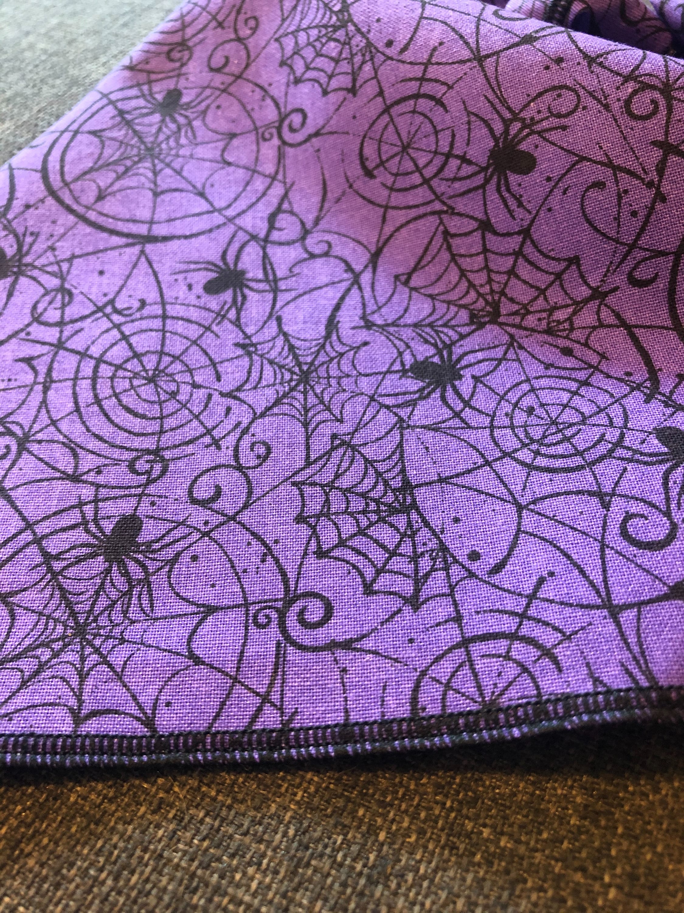 Halloween Dog Bandana, Purple Spider Web Bandana, Tie on Bandana ...