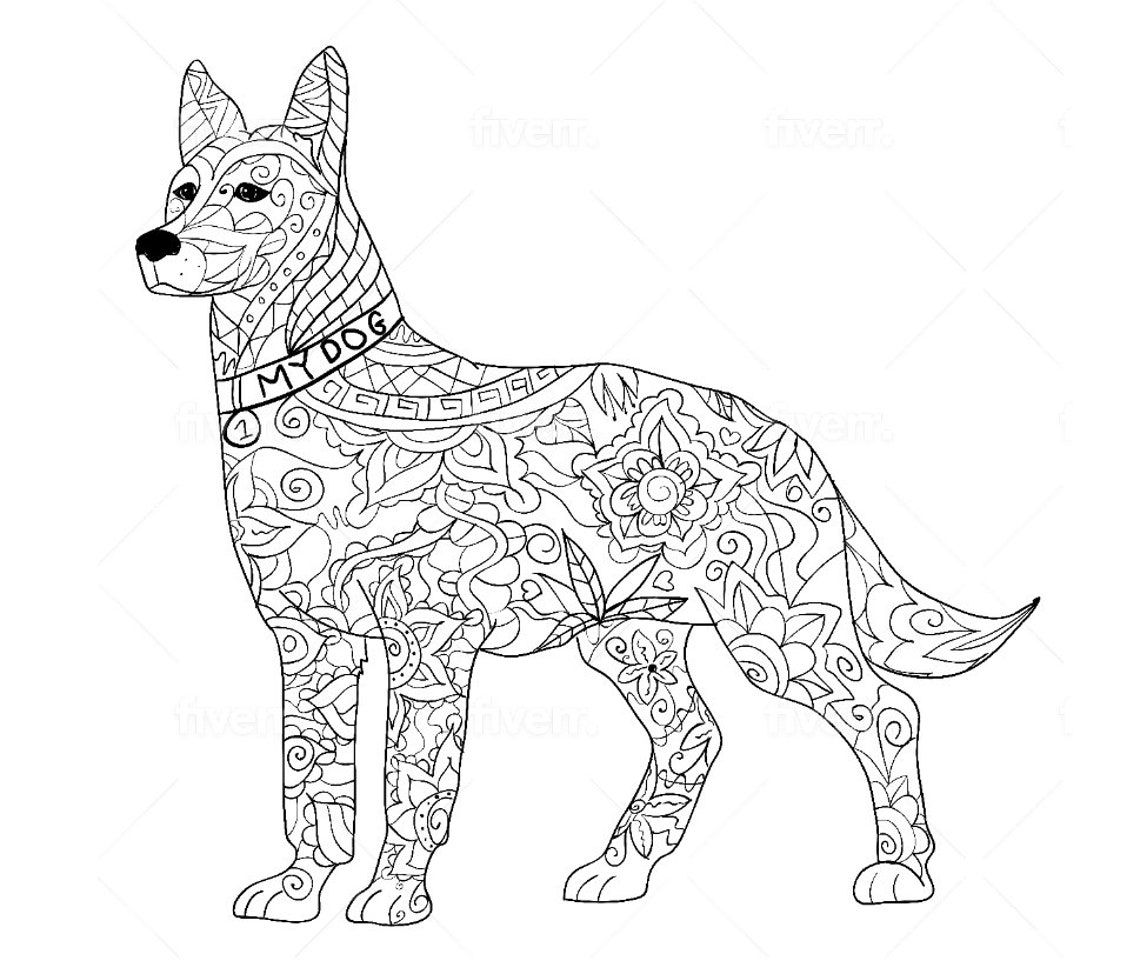 Dog Coloring Book, Intricate Designs, Stress Relief, Relaxing, Mandala ...