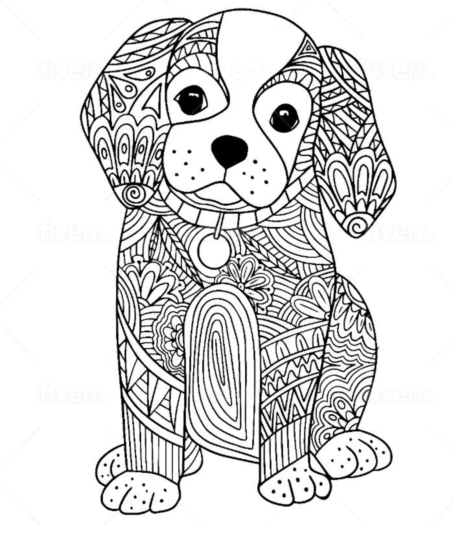 Dog Coloring Book, Intricate Designs, Stress Relief, Relaxing, Mandala ...