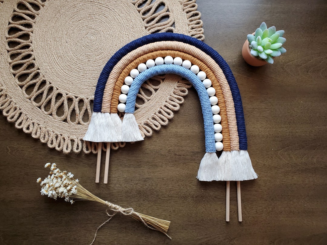 Blue Double Rainbow Cake Topper Macrame Cake Topper for Two Layer Cake ...