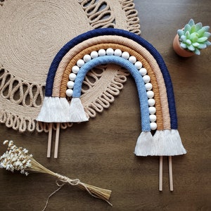 Blue Double Rainbow Cake Topper Macrame Cake Topper for Two Layer Cake ...