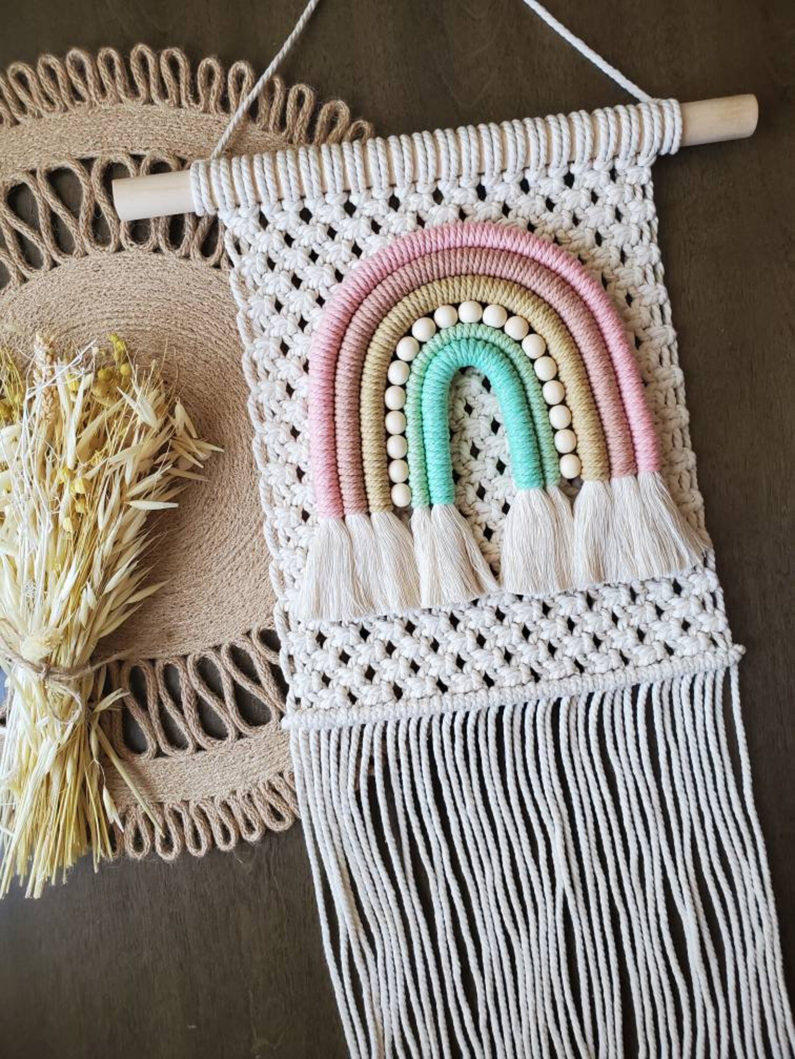 Pastel Rainbow Banner Macrame Rainbow Beachy Decor Boho - Etsy