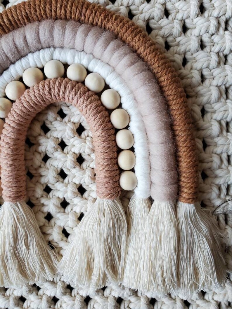 Boho Beaded Rainbow Banner Macrame Rainbow Neutral Rainbow | Etsy