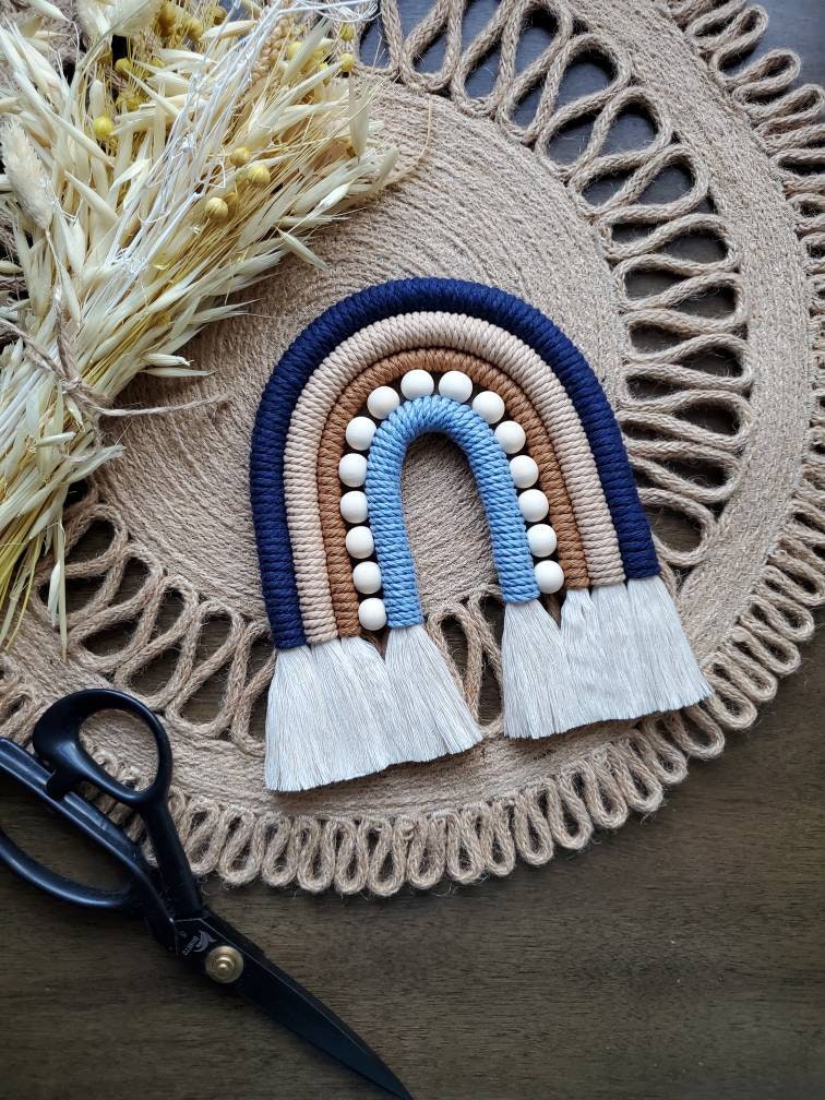 Vintage Blue Mini Rainbow Individual Macrame Rainbow Wood - Etsy