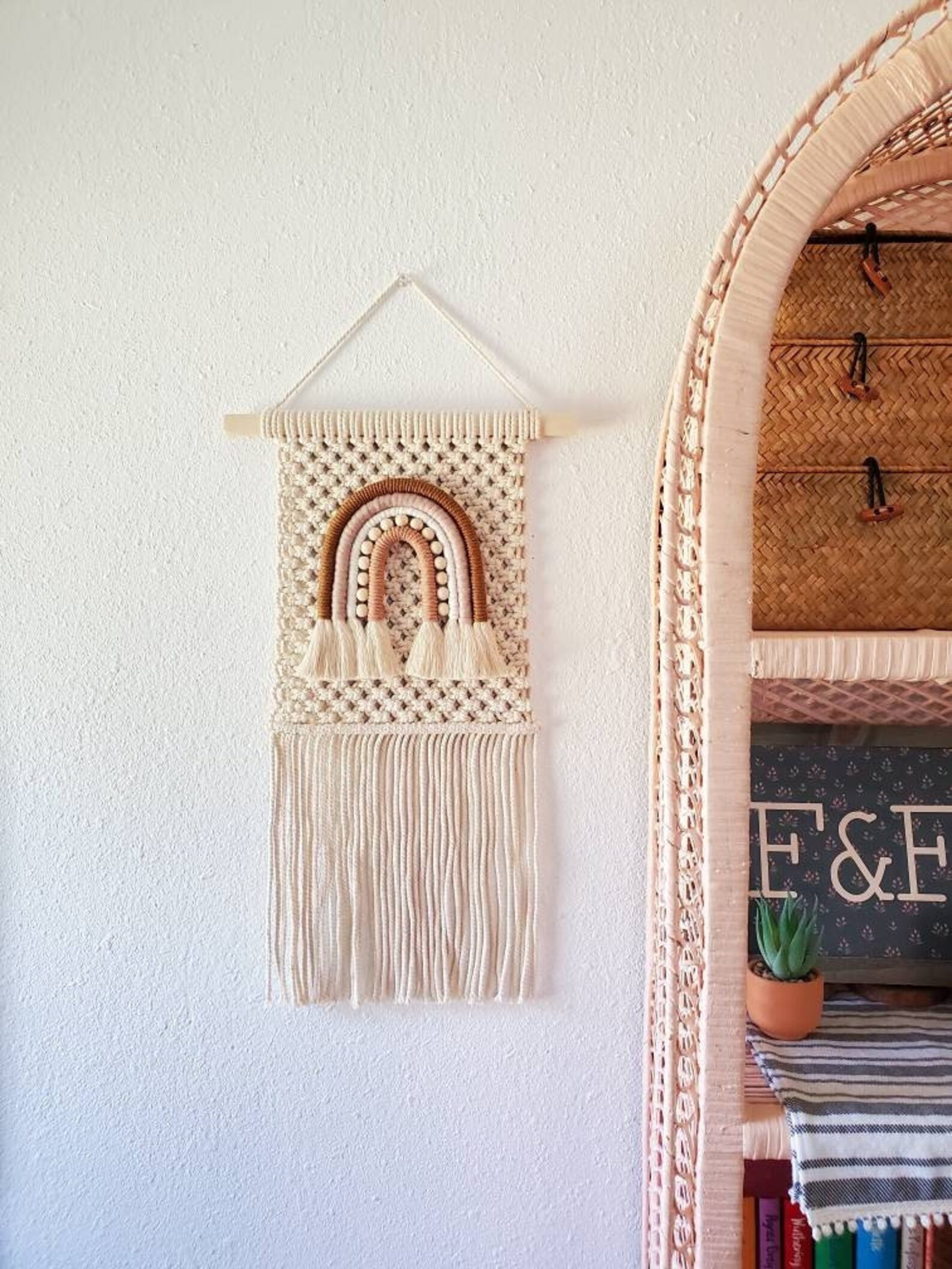 Boho Beaded Rainbow Banner Macrame Rainbow Neutral Rainbow - Etsy