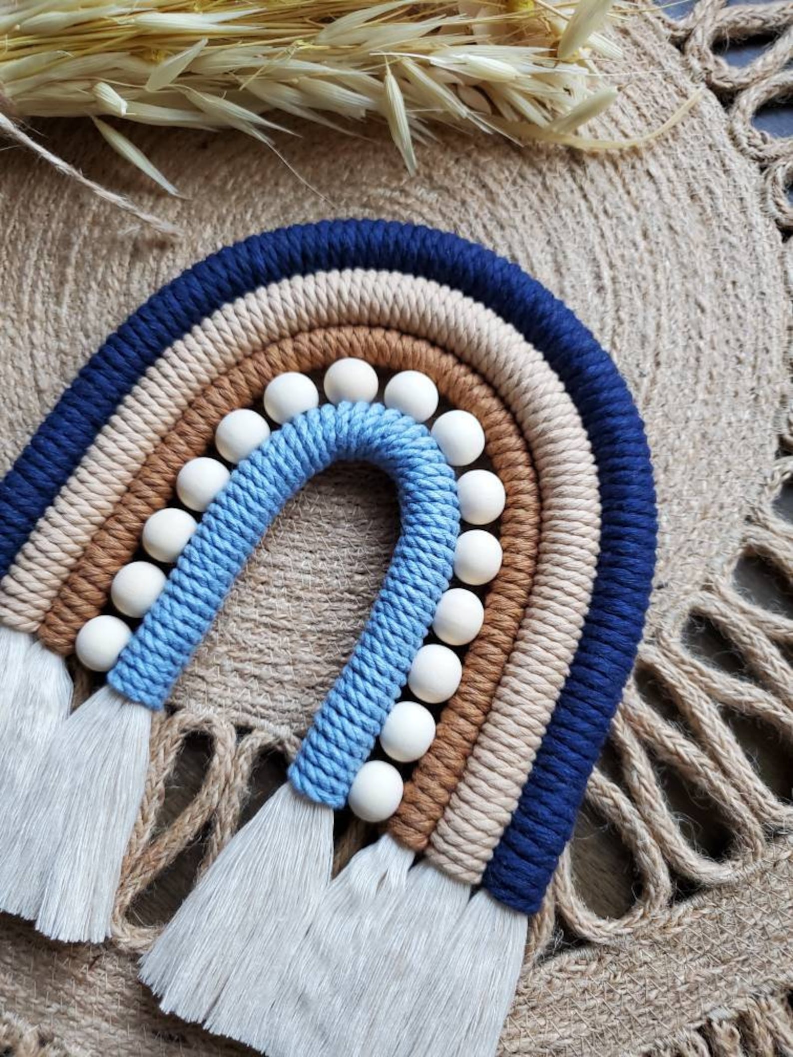 Vintage Blue Mini Rainbow Individual Macrame Rainbow Wood - Etsy