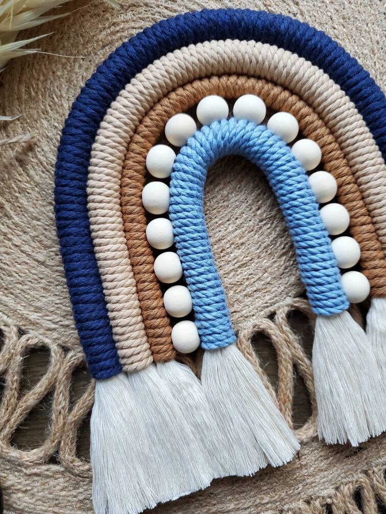 Vintage Blue Mini Rainbow Individual Macrame Rainbow Wood - Etsy