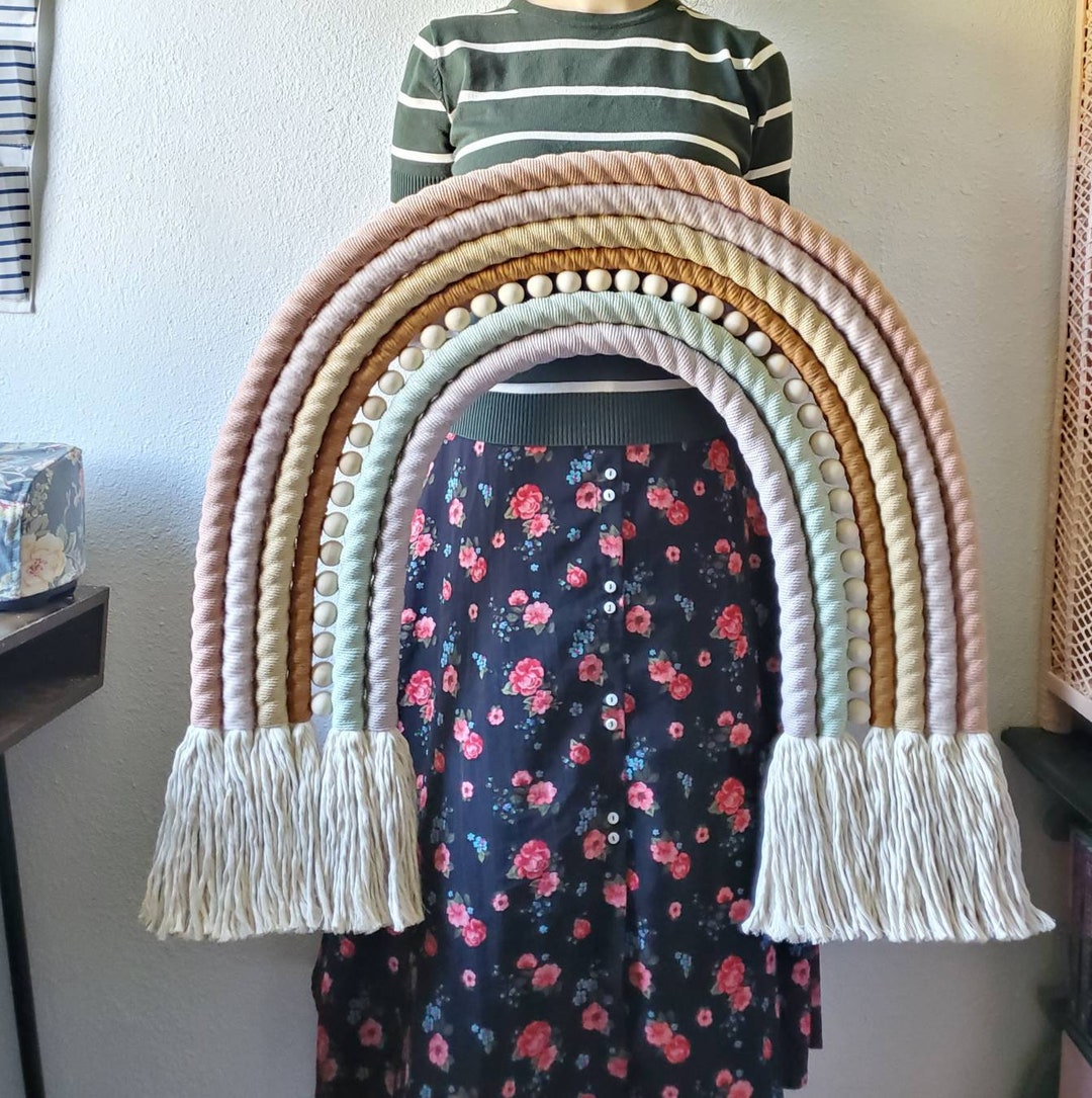 Giant Wildflower Boho Rainbow Extra Large Macrame Rainbow Neutral Earth ...