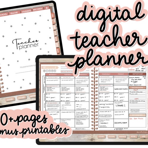 Customizable Boho Rainbow Digital Teacher Planner Undated - Etsy