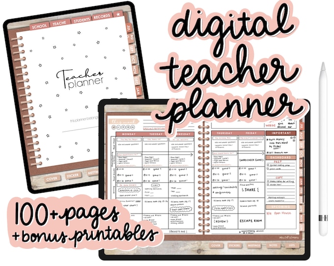 Printable Teacher Planner UNDATED Neutral Stars - Etsy
