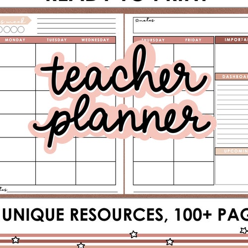 Digital Teacher Planner UNDATED Neutral Stars - Etsy