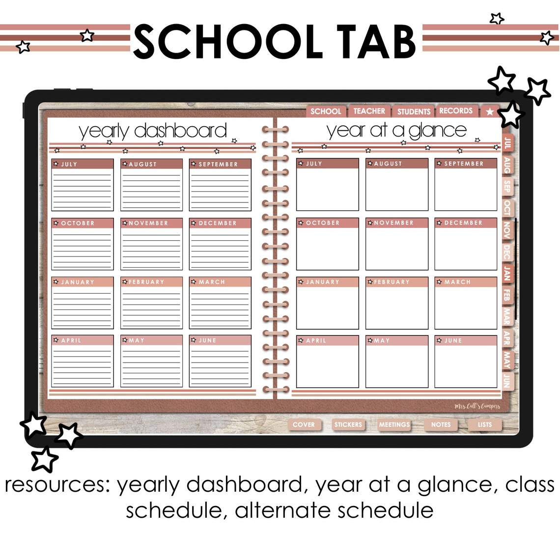 Digital Teacher Planner UNDATED Neutral Stars - Etsy