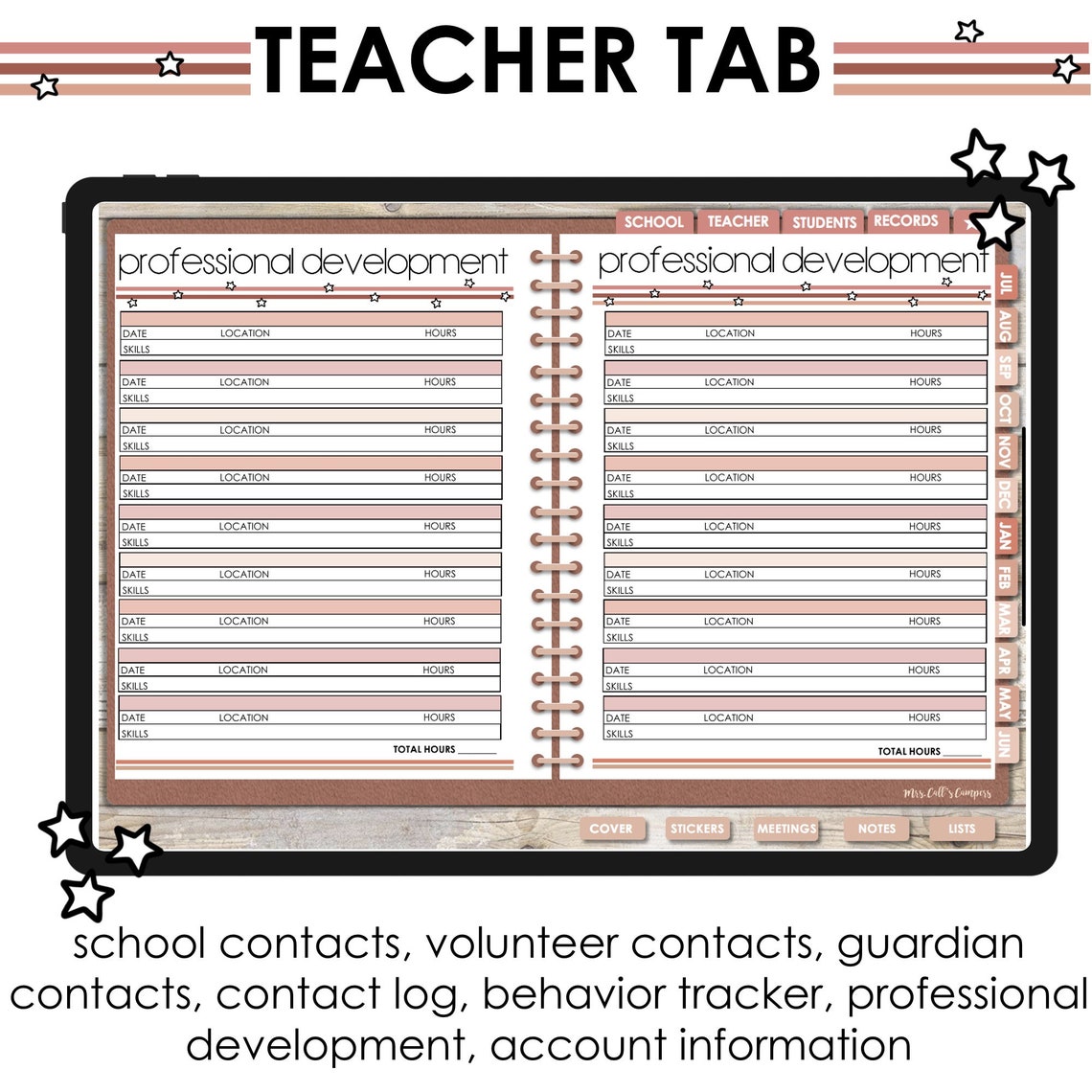 Digital Teacher Planner UNDATED Neutral Stars - Etsy