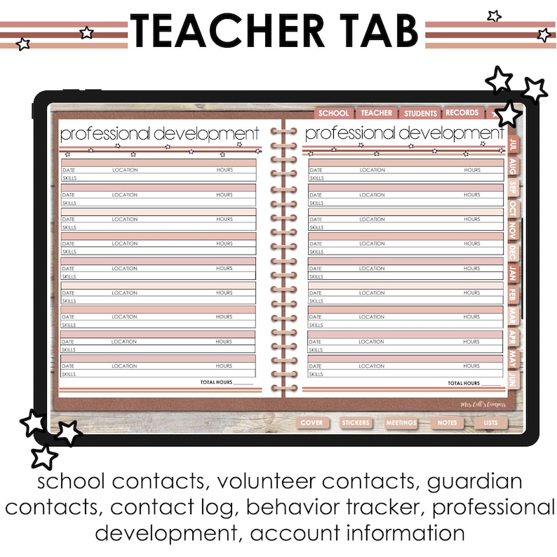 Digital Teacher Planner (UNDATED) Neutral Stars - Etsy