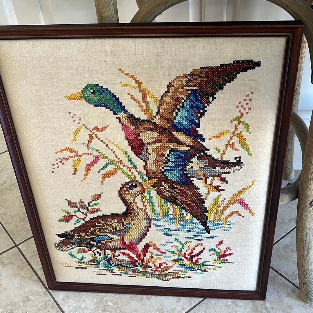 Mid Century, Modern Cross, Stitch, Mallard, Duck Bird - Etsy