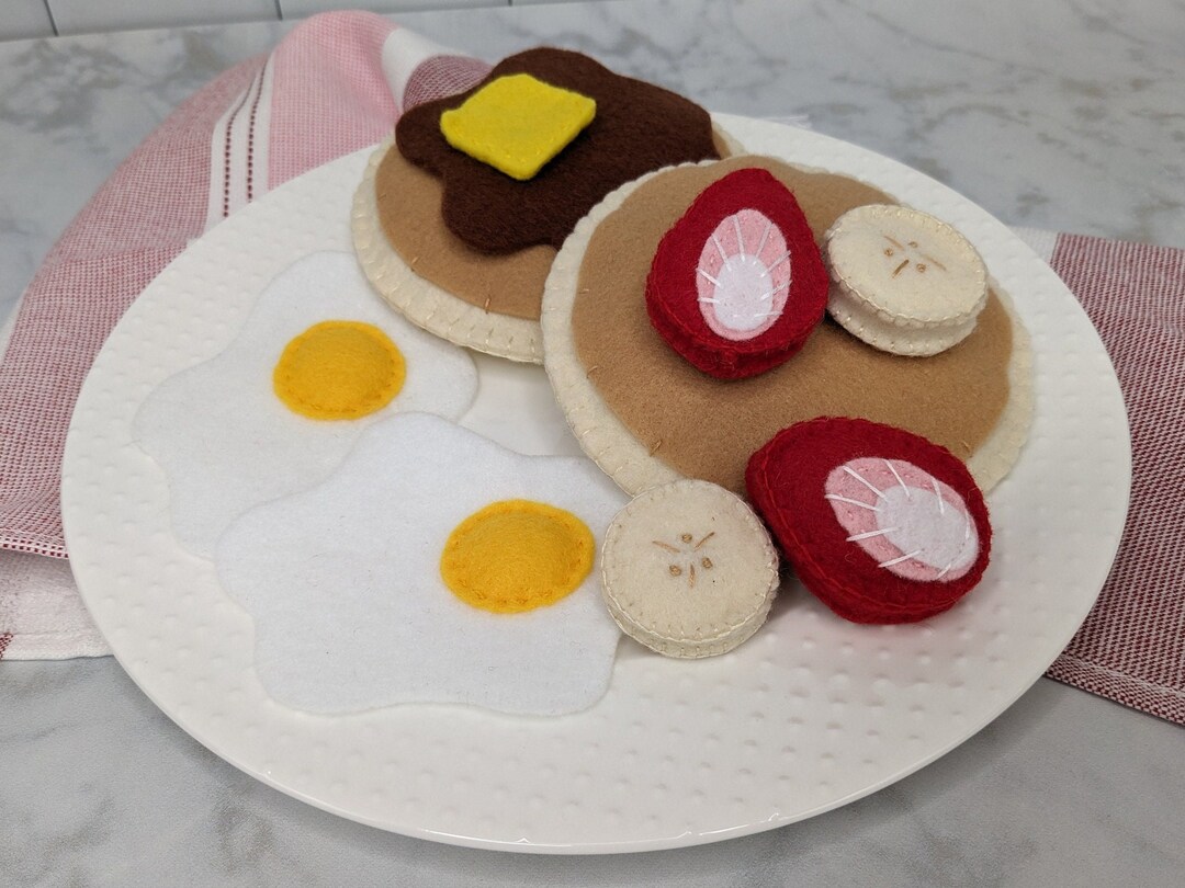 Felt Play Food Breakfast Set | Pancakes and Eggs | Montessori | Play ...