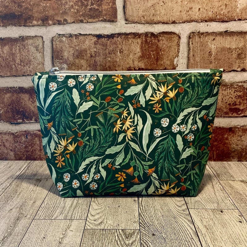 Green Botanical Pouch - Etsy