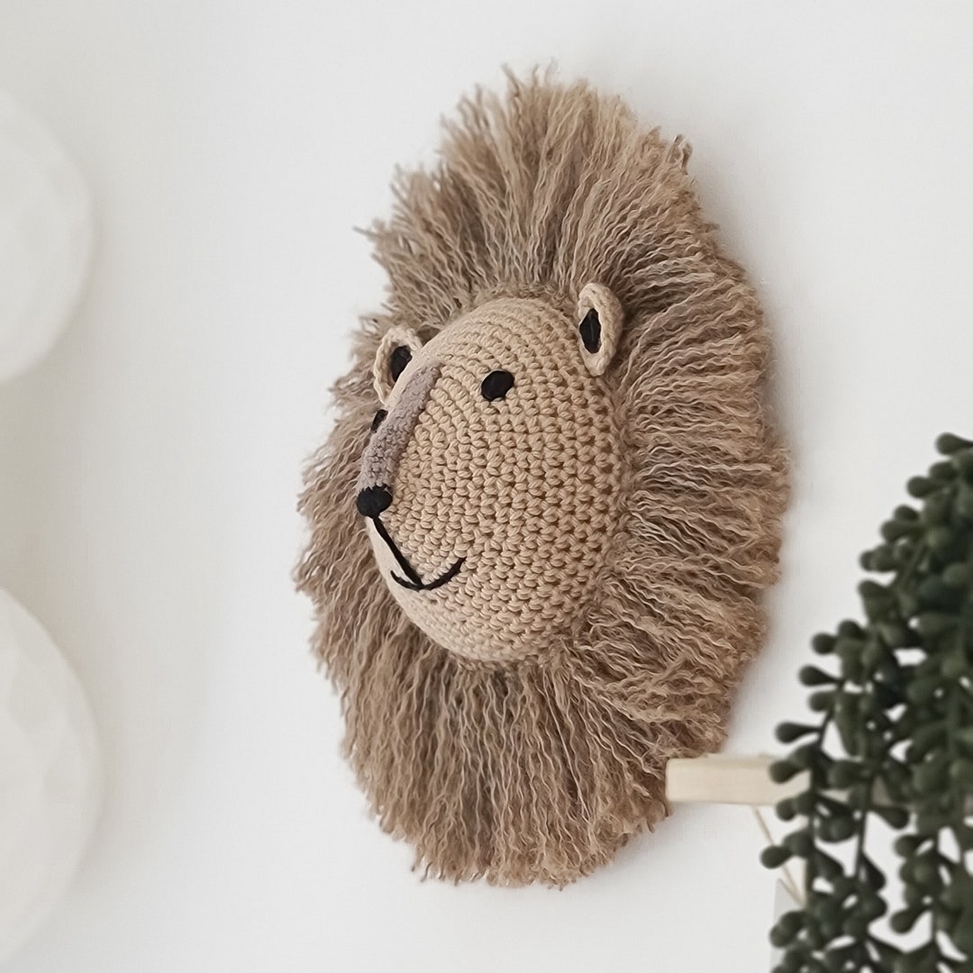 Medium Lion 14 Inches - Crochet Animal Head Wall Hanging - Etsy