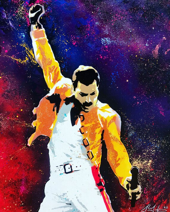 Freddie Mercury of Queen Spray Paint Graffiti Art Print - by Shane ...