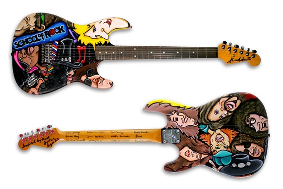 Custom Painted Guitar Legends Cartoon Doodle Graffiti Style | Etsy