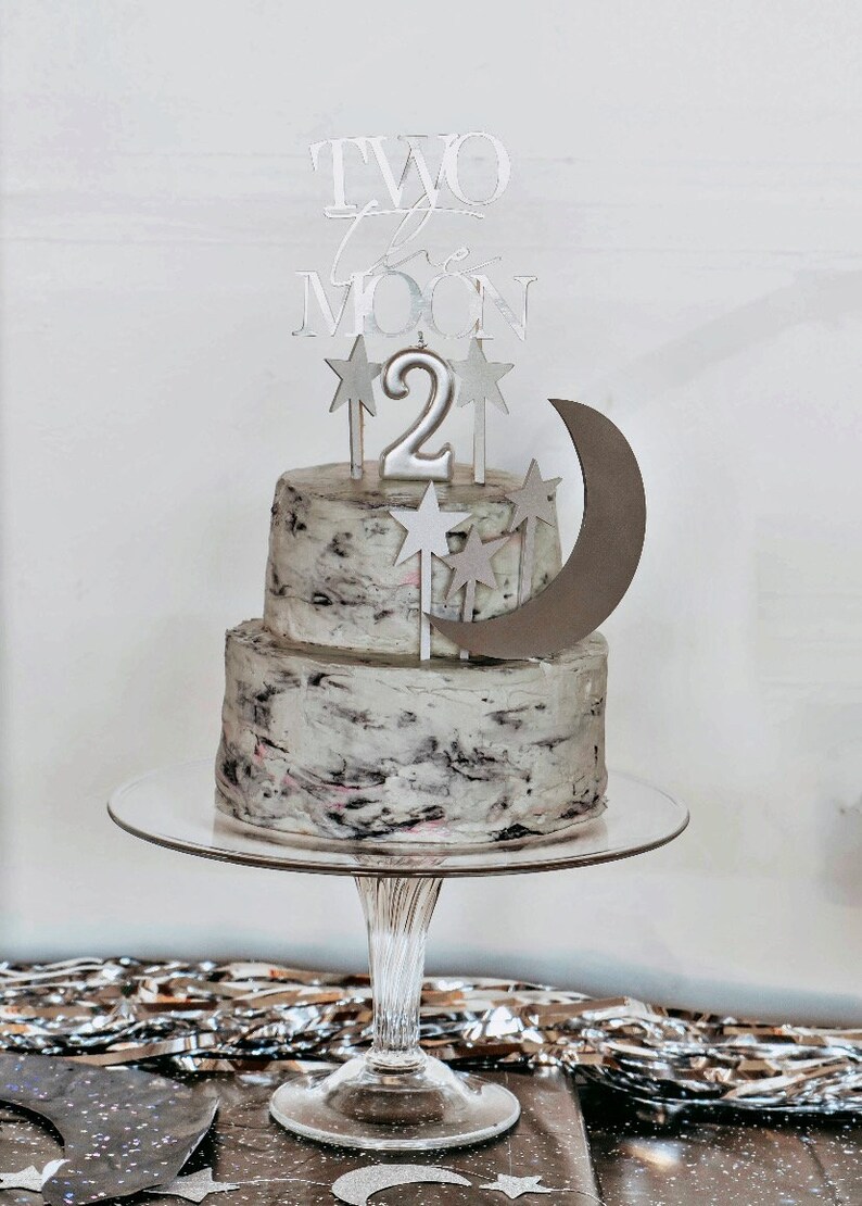 Two the Moon Cake Topper Two the Moon Party Decor Second - Etsy