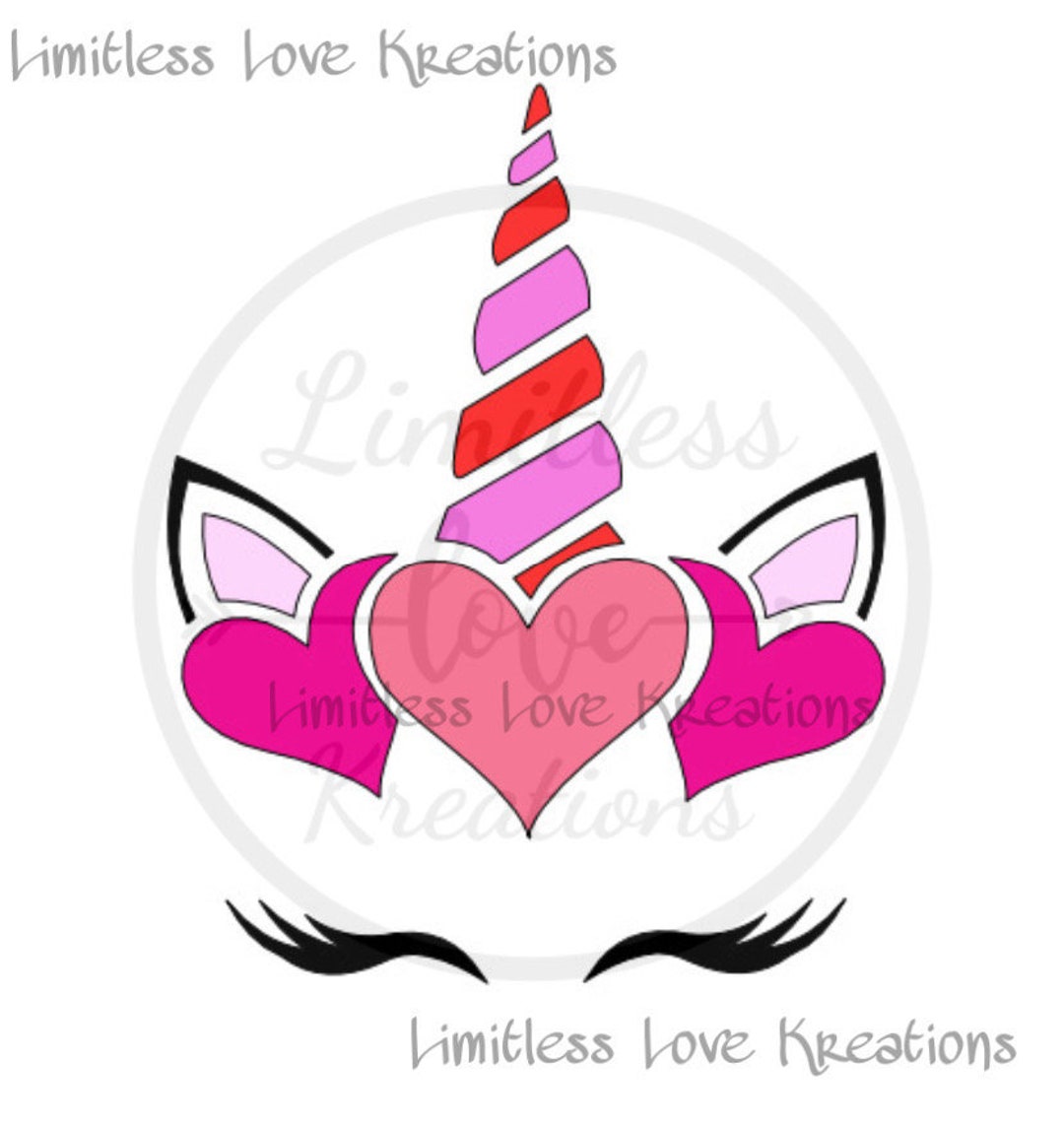 Heart Unicorn SVG- Valentine's Unicorn Svg-unicorn Face Svg-heart ...