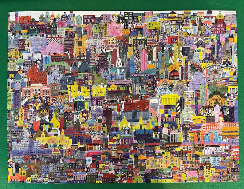 Completed and Framed Puzzle Art - Buildings of the Wolrd - Etsy