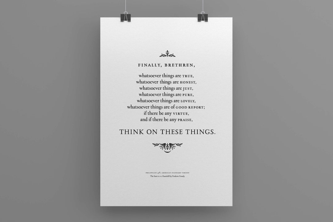 Bible Verse Print Download, Philippians 4:8, Classic Fonts Book ...