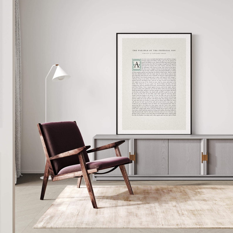 Parable of the Prodigal Son Digital Print, Classic Font Book Typography ...