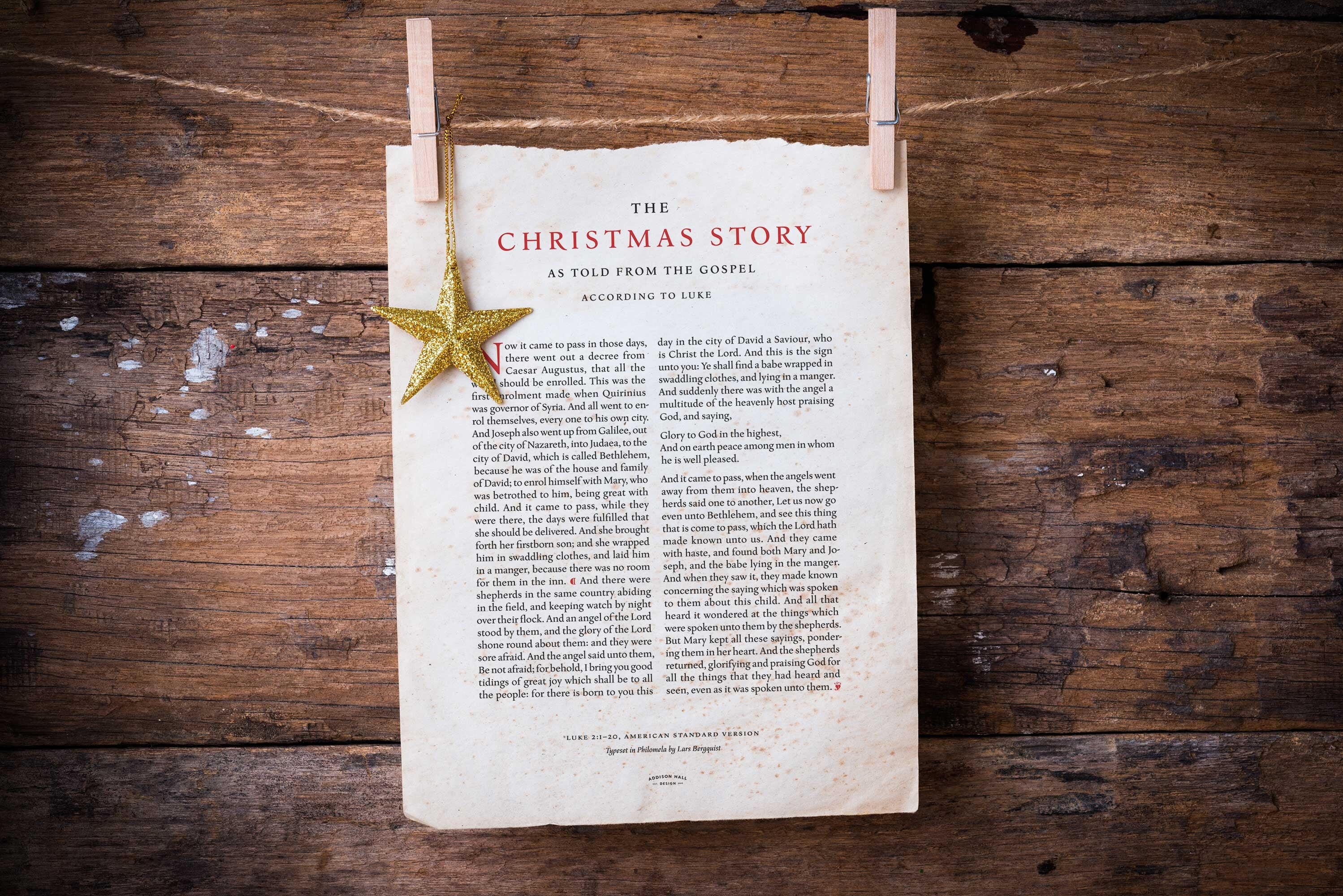 Christmas Story Printable: Classic Book Typography, Luke Scripture ...