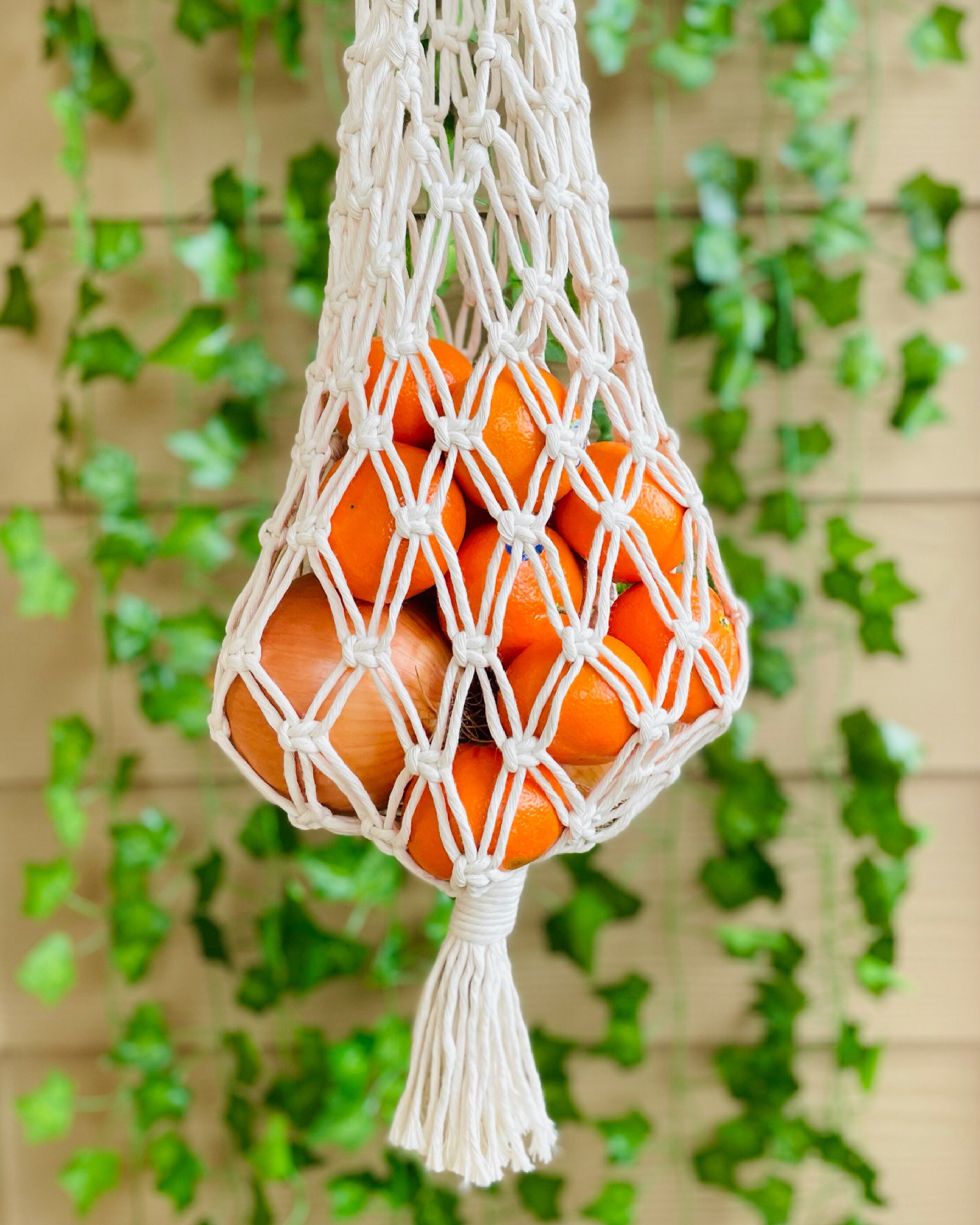 Macrame Hanging Fruit Basket, Fruit Bowl, Fruit Hammock, HangingFruit ...