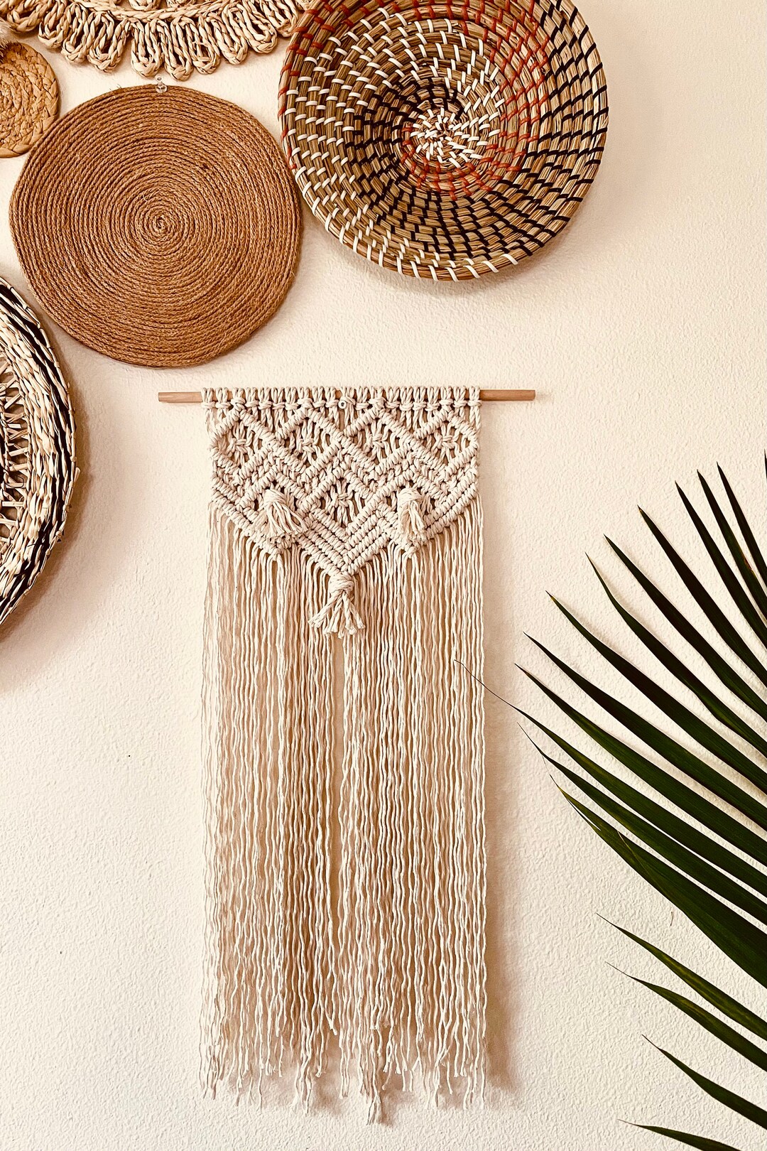 Accrochage mural en macramé, Tapisserie, Accrochage mural Boho ...