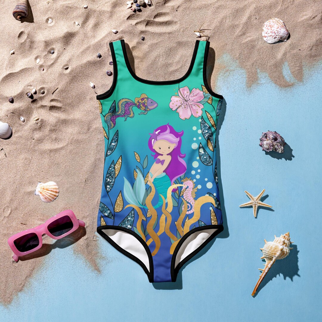 Cute Kids Mermaid Youth One Piece Kids Swimsuit - Etsy