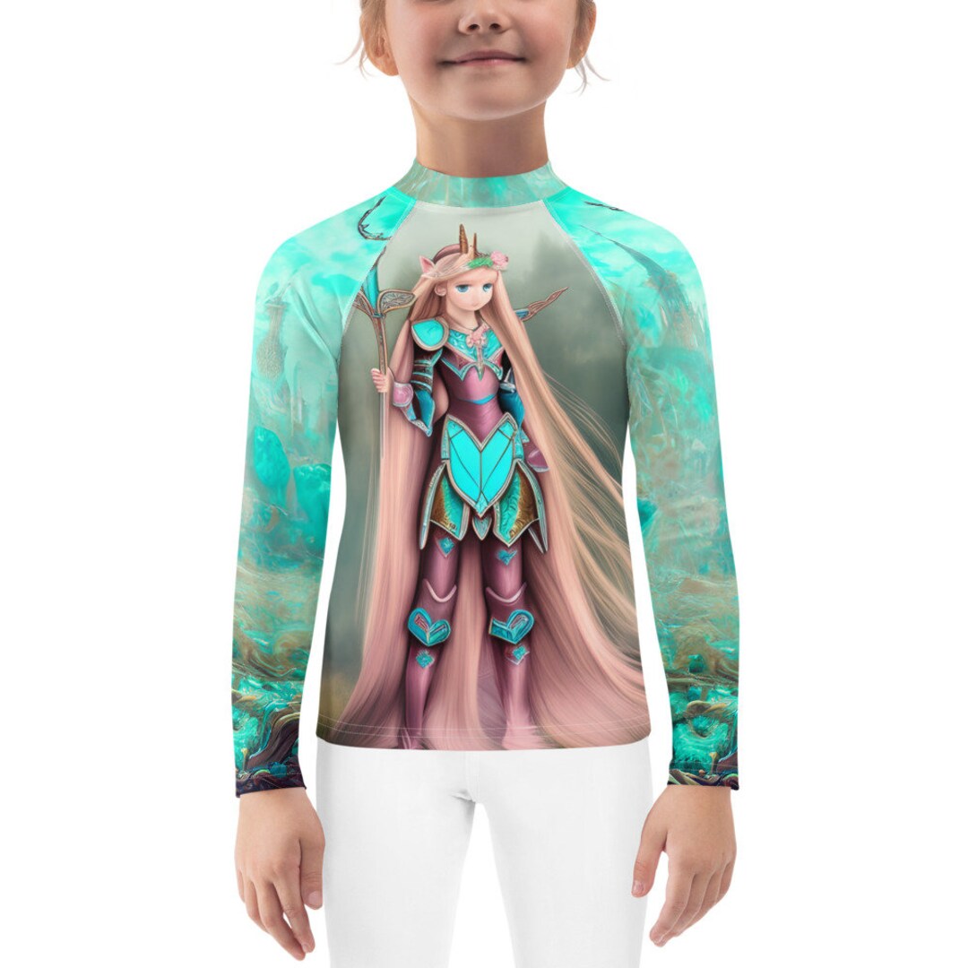 Warrior Anime Turquoise Kids Rash Guard - Etsy