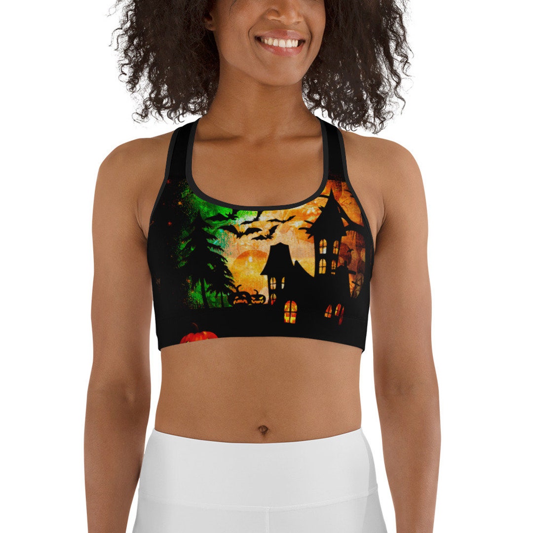 Haunted House Halloween Sports Bra - Etsy
