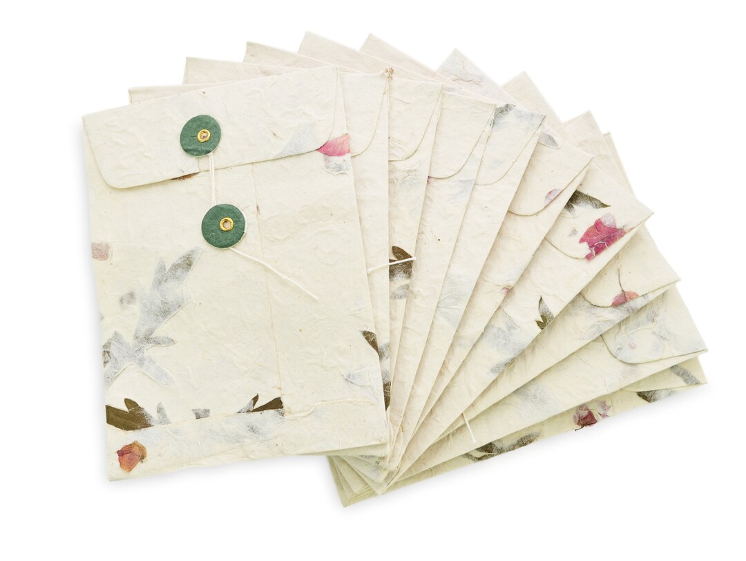 Handmade Lokta Paper Pocket Envelope With String-tie Button Closure ...