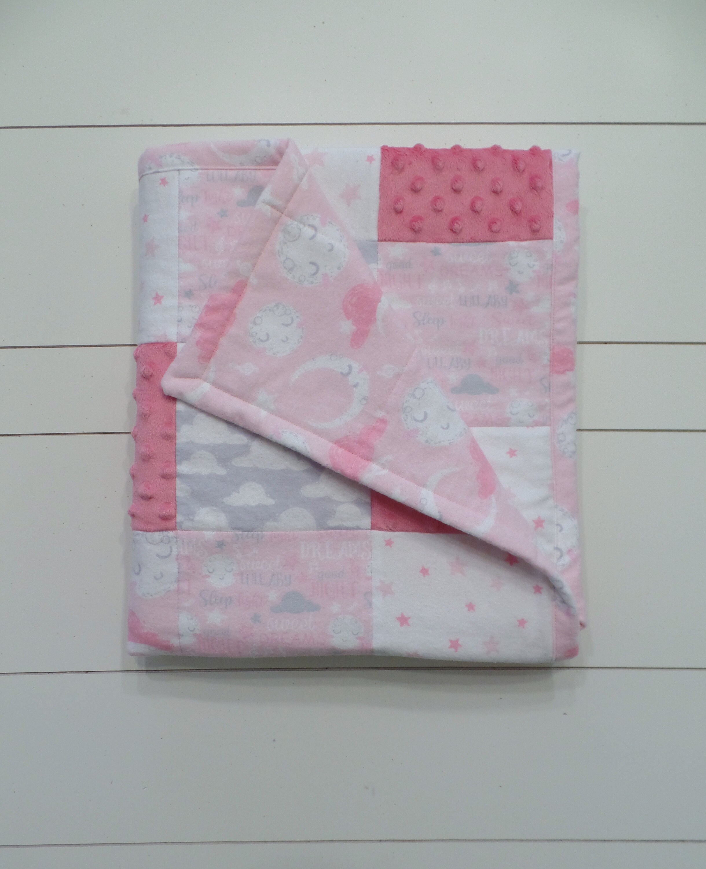 Flannel Lullaby Baby Quilt / Handmade Baby Quilt Baby Girl Nursery Moon ...