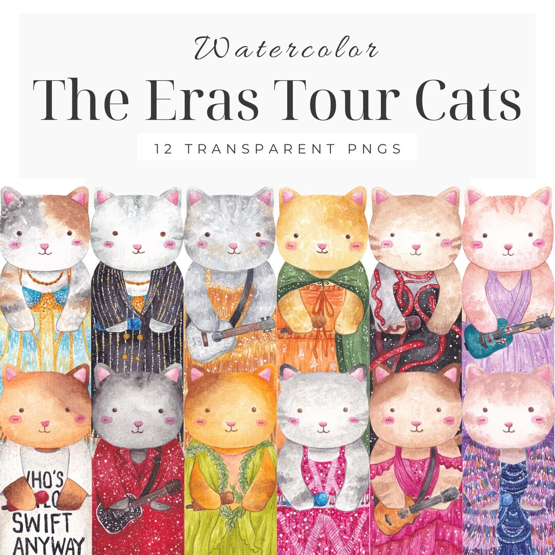 The Eras Tour Cats Watercolor Clipart, Taylor Swift Png, Erastour ...