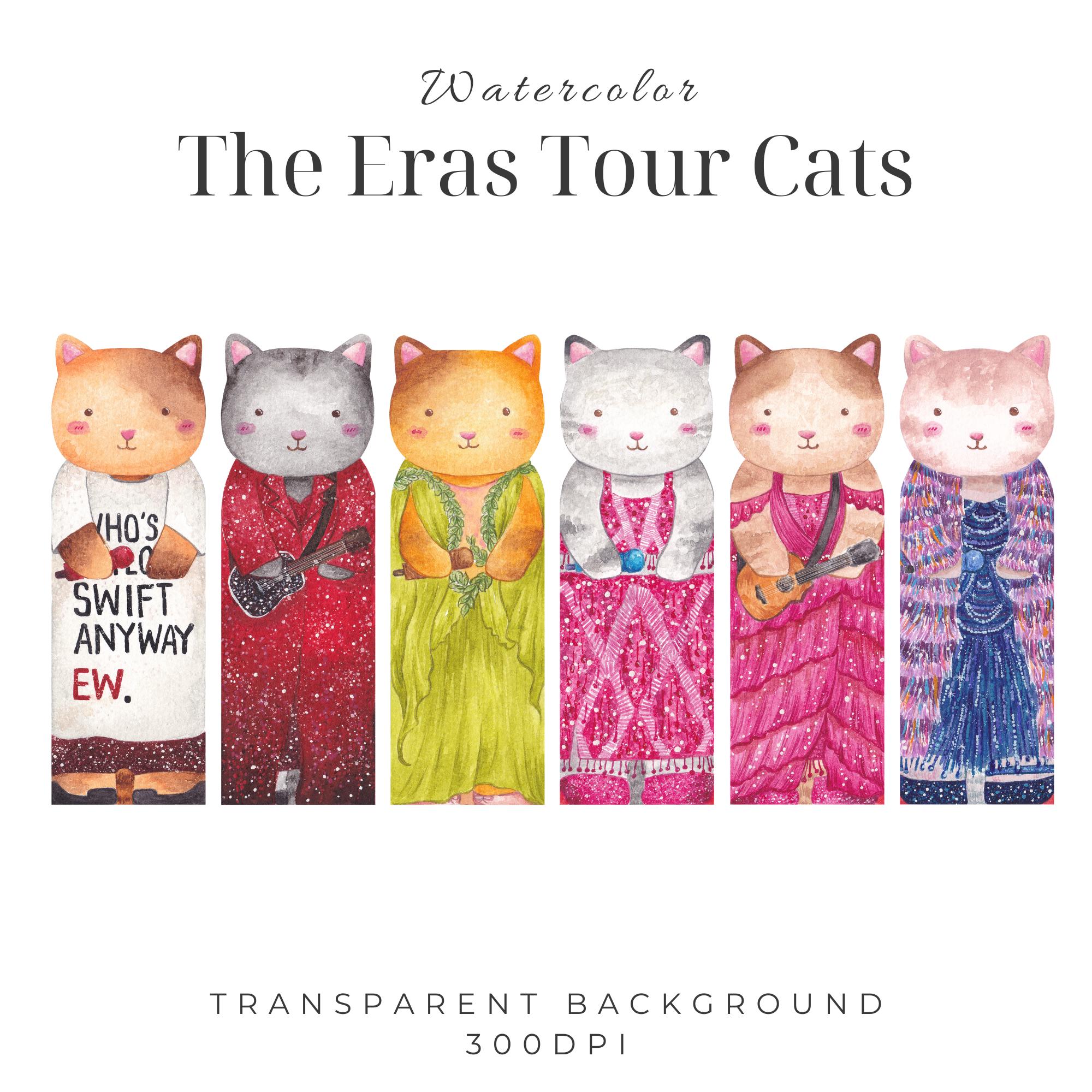 The Eras Tour Cats Watercolor Clipart, Taylor Swift Png, Erastour ...