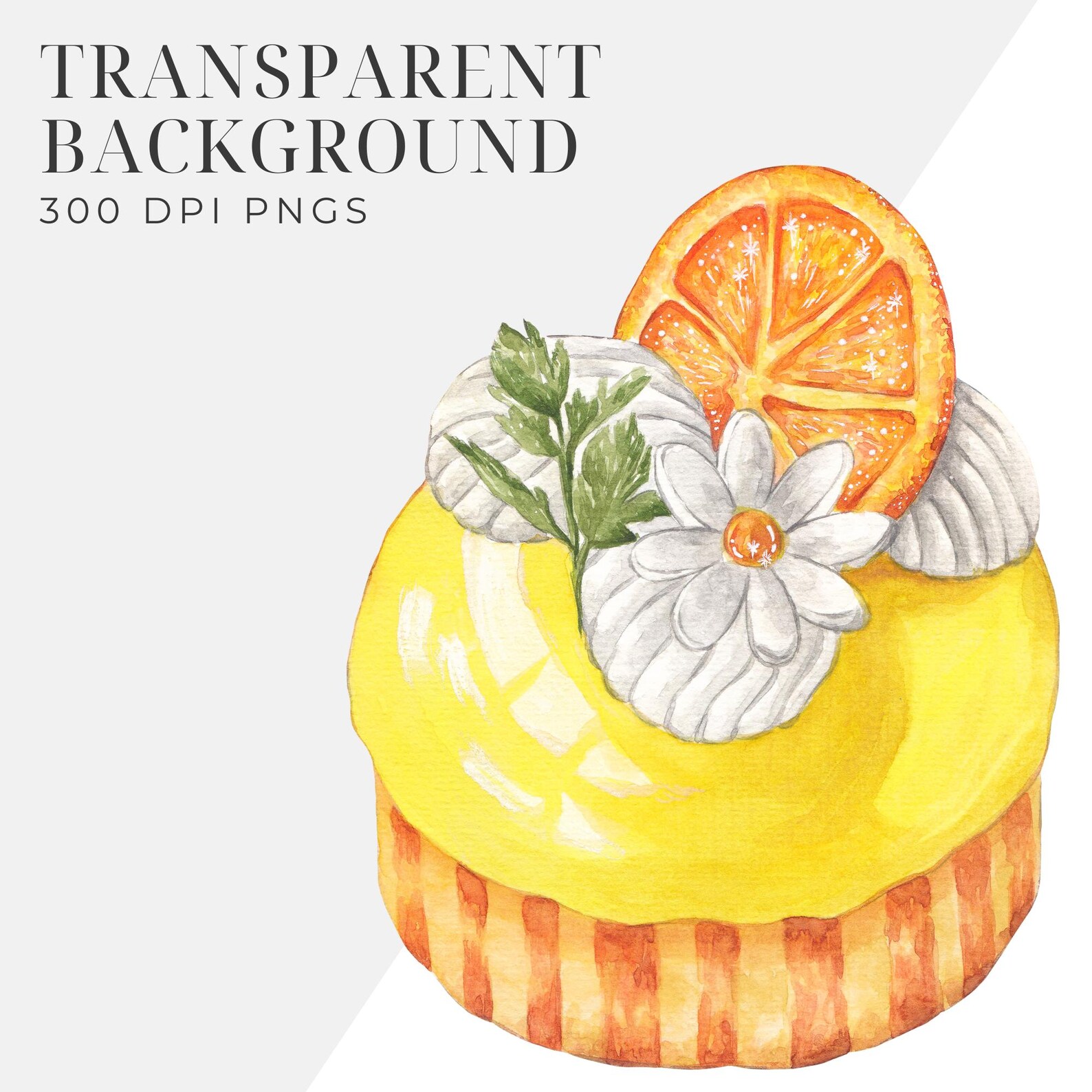 Lemon Cake Clipart | SINGLE IMAGE | Hand Painted Watercolor Clip Art ...