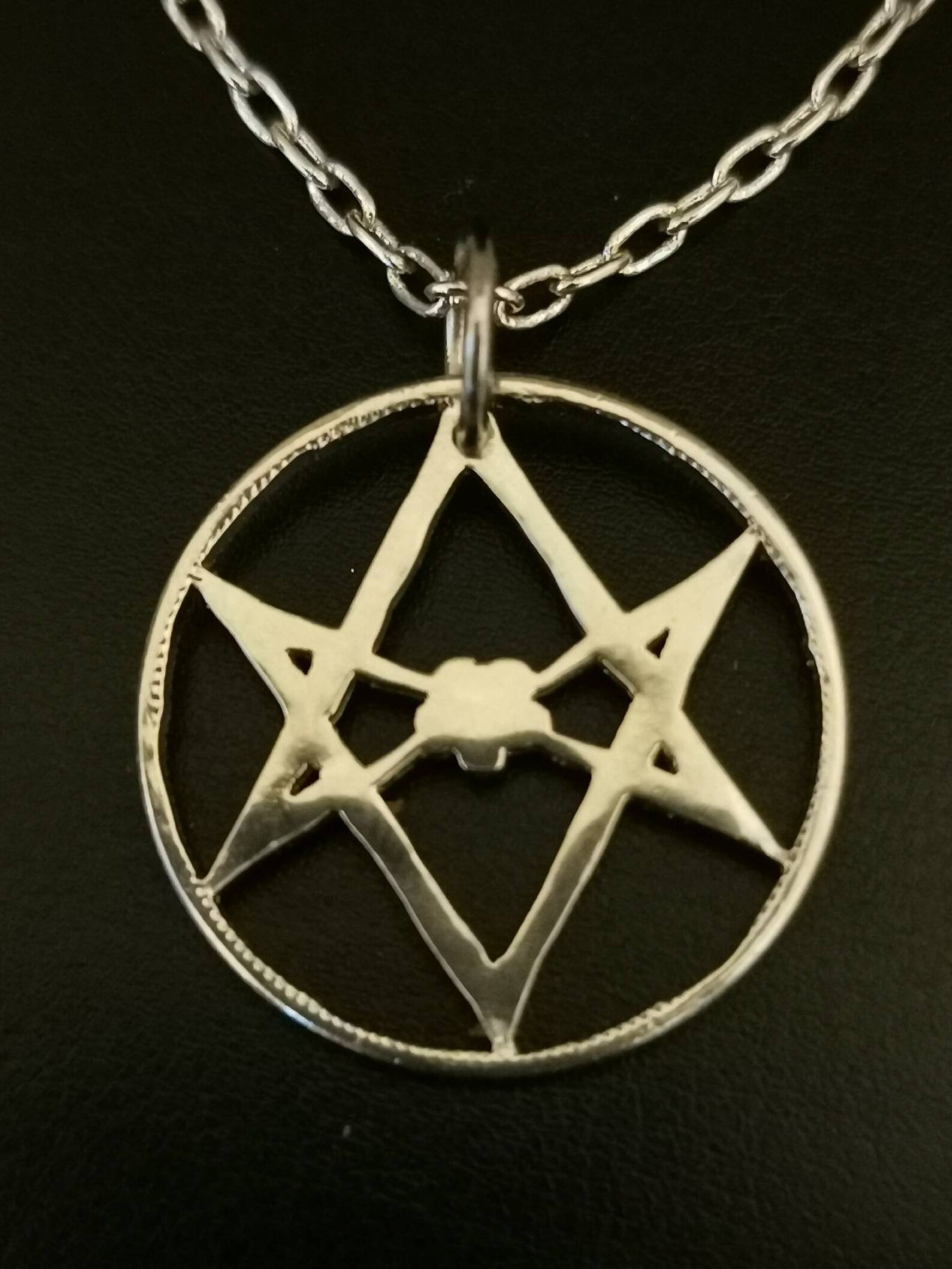 Silver Quarter Thelema Star Hand Cut Coin Pendant Necklace. - Etsy