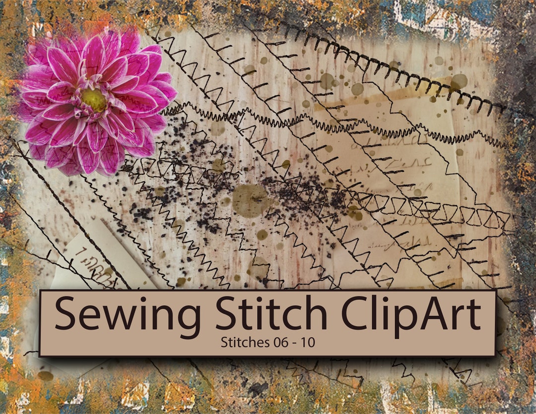 Sewing Stitch Clip Art 06-10 Digital Download Background Stitching ...