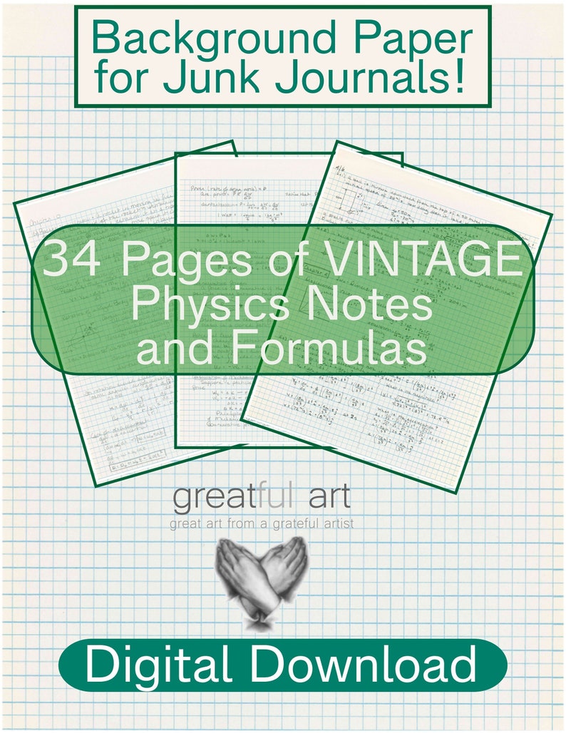 Printable Digital Download of 34 Vintage Physics Notes and Formulas ...