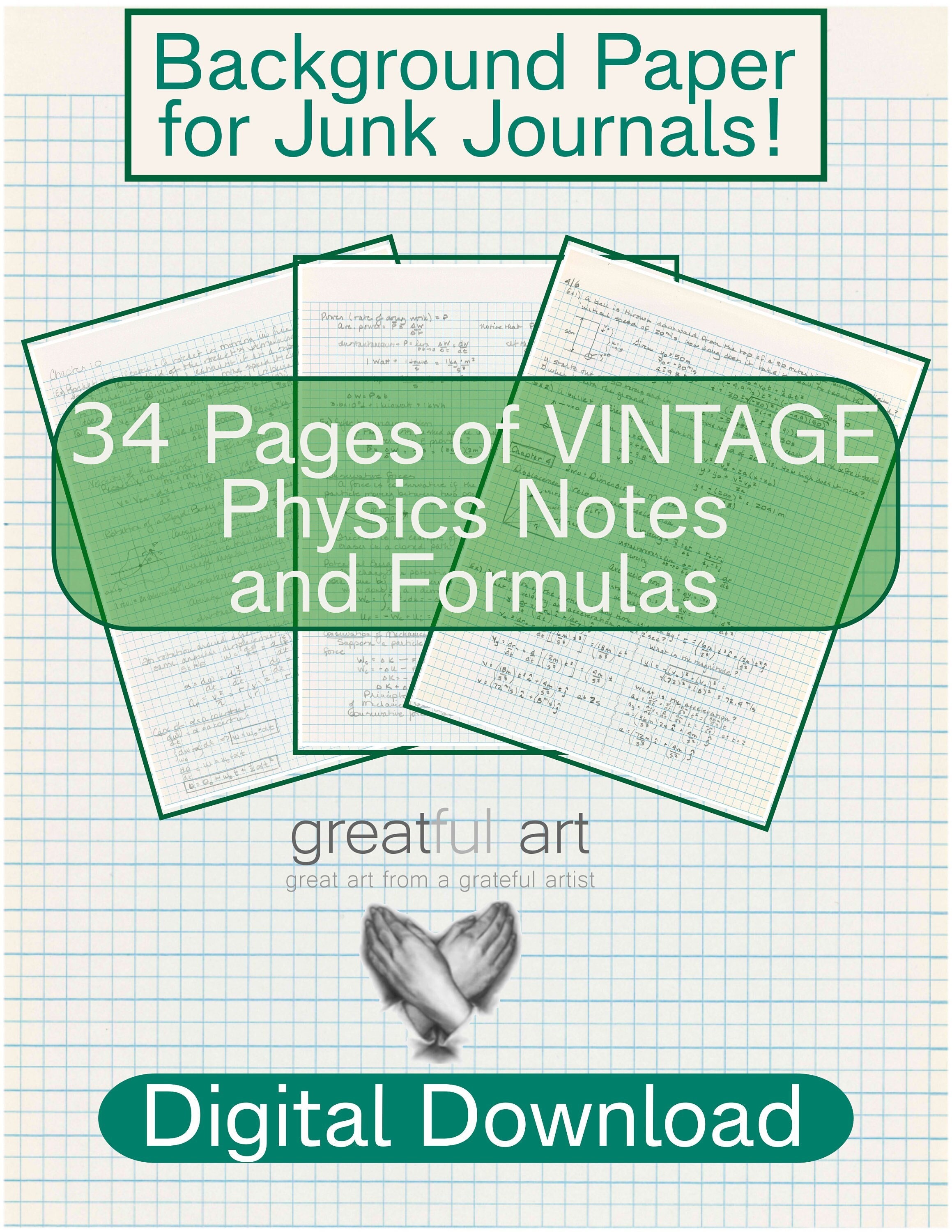 Printable Digital Download of 34 Vintage Physics Notes and Formulas ...