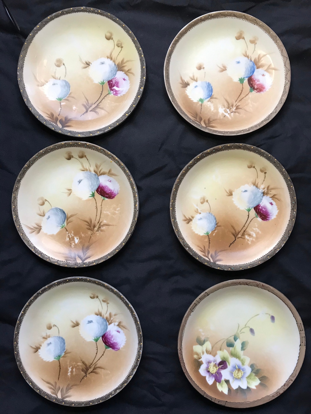 Set of 6 - 1930's NIPPON the JONROTH STUDIOS Art Plates Blue, Purple ...