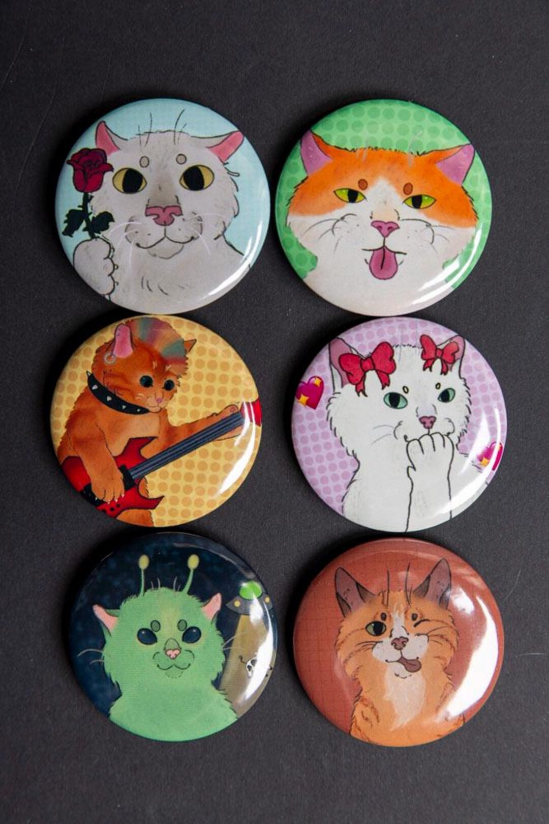 Button Pins/badges - Original Artwork Cat 45mm - Etsy