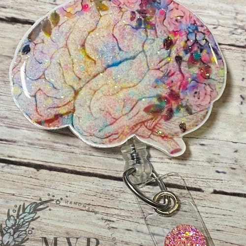 Brain Glitter Badge Reel - Etsy