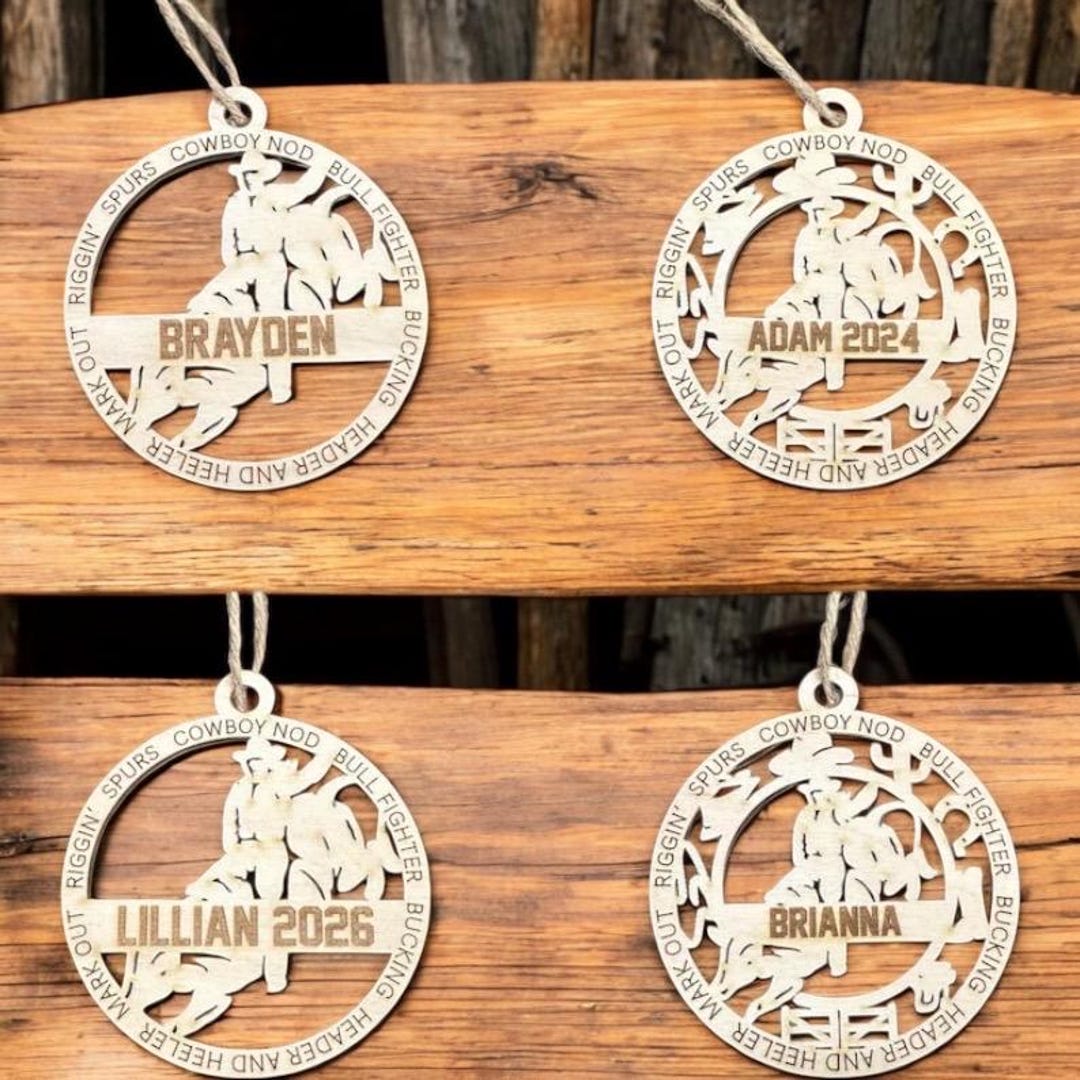 Personalized Bull Riding Stadium Series Christmas Ornament - Male and ...
