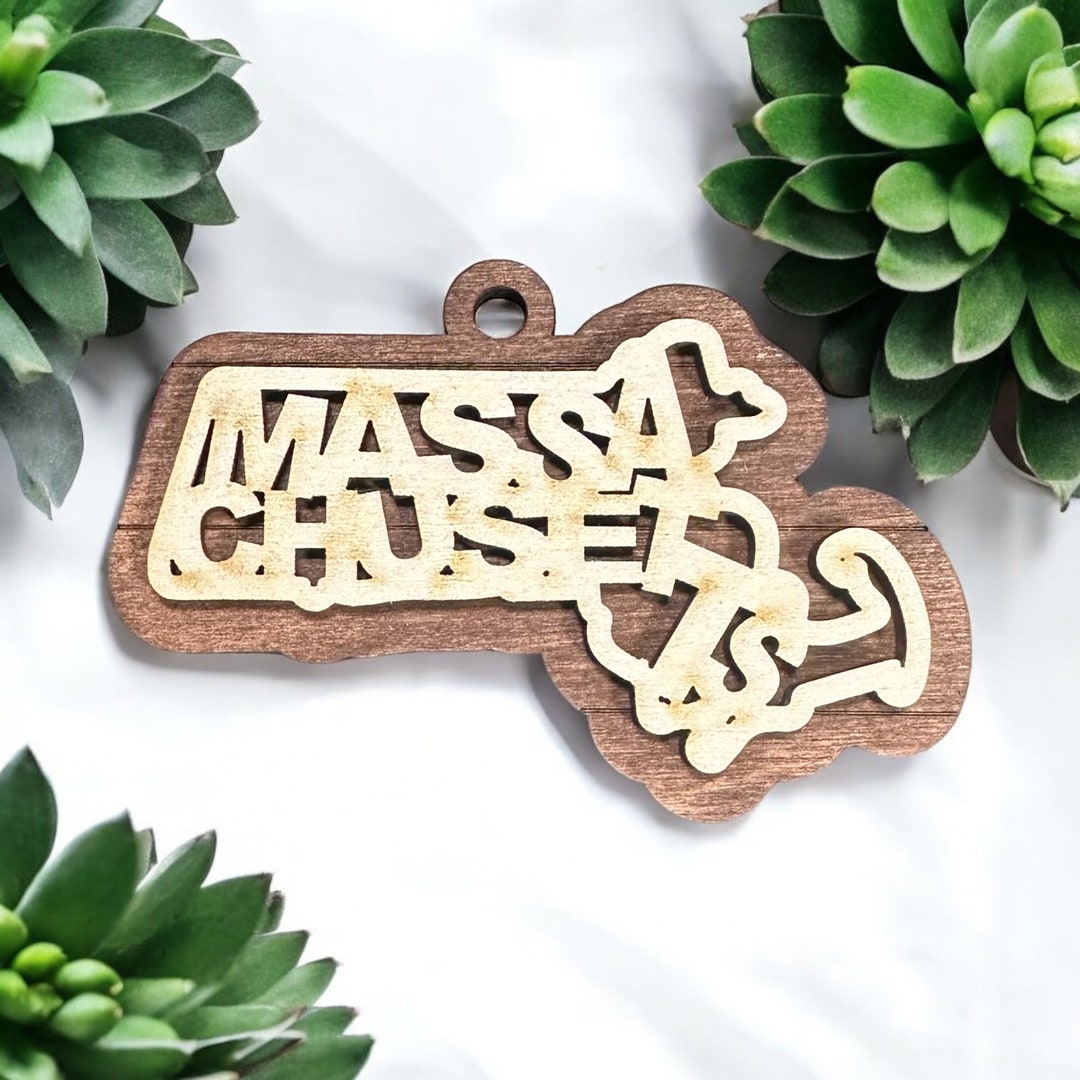 Massachusetts State Word Art Ornament - 3d Ornament - Christmas ...